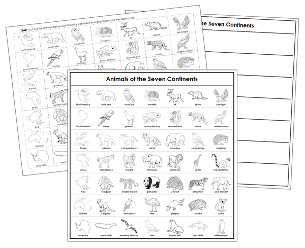 Animals of the Continents Sorting (Blackline Masters) - Montessori ...