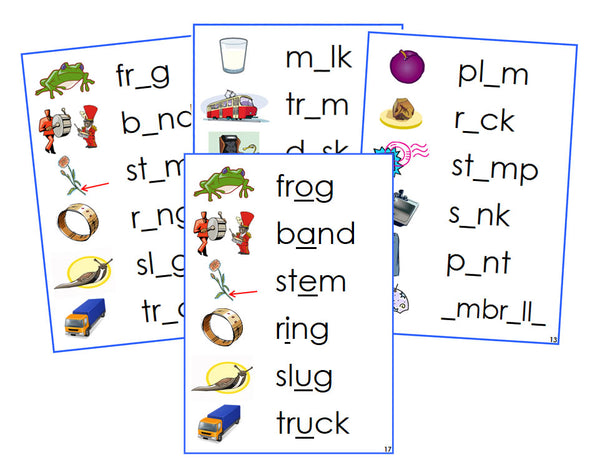 Blue Vowel Sound Cards - Montessori Print Shop Digital Download