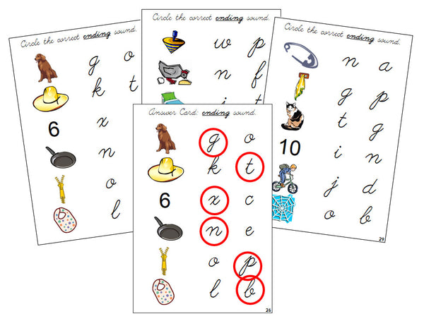 Ending Sound Choice Cards Step 1 (cursive) - Montessori Print Shop ...