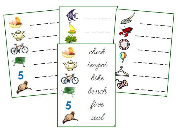 Green Phonogram Spelling Cards Set 1 (cursive) - Montessori Digital ...