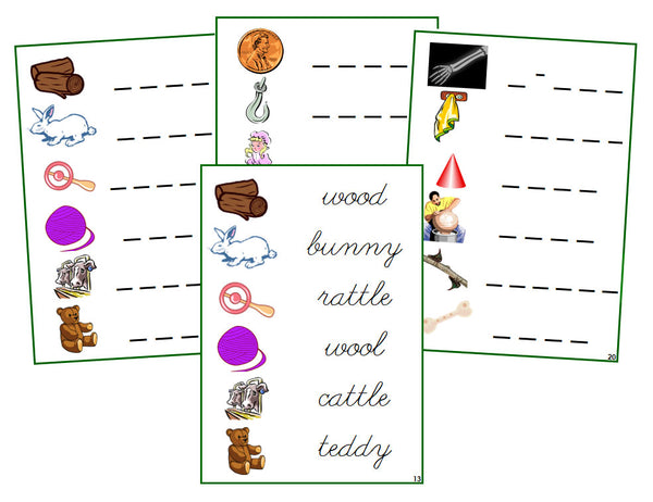 Green Phonogram Spelling Cards Set 2 (cursive) - Montessori Print Shop