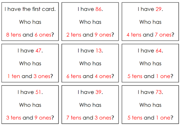 I Have, Who Has Game Place Value - Montessori Print Shop Digital Download