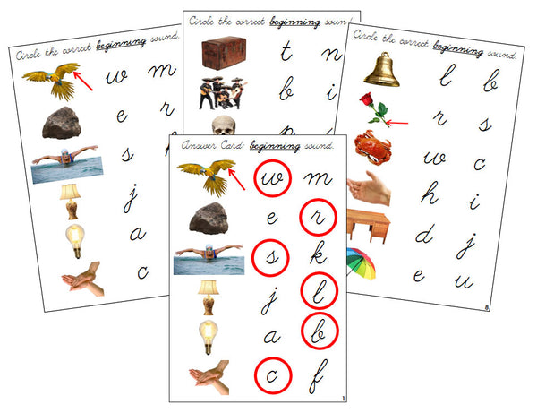 Initial Sound Choice Cards Step 2 (photos) CURSIVE - Montessori Print ...