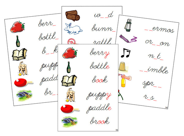 Phonogram Sound Cards Set 2 (Step 3) CURSIVE - Montessori Print Shop