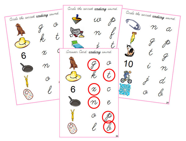 Pink Ending Sound Choice Cards (cursive) - Montessori Print Shop ...