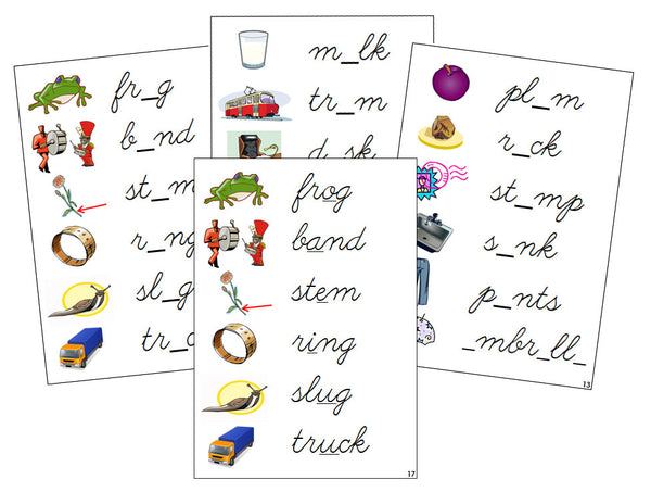 Vowel Sound Cards (Step 2) CURSIVE - Montessori Print Shop