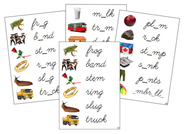Vowel Sound Cards Step 2 (photos) CURSIVE - Montessori Print Shop ...