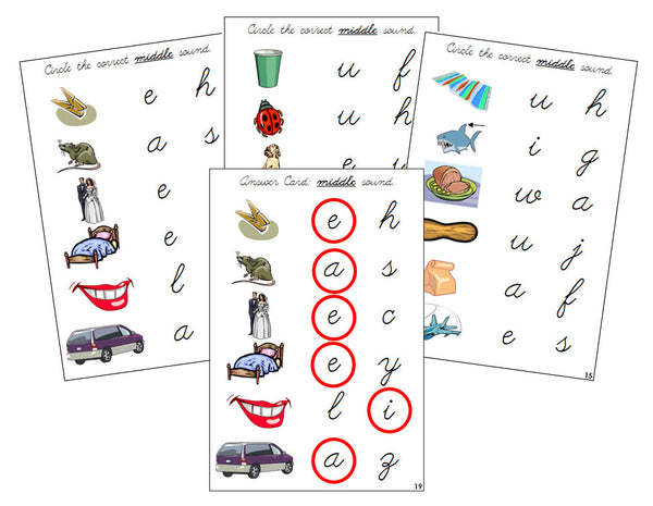 Vowel Sound Choice Cards Step 1 (cursive) - Montessori Print Shop ...