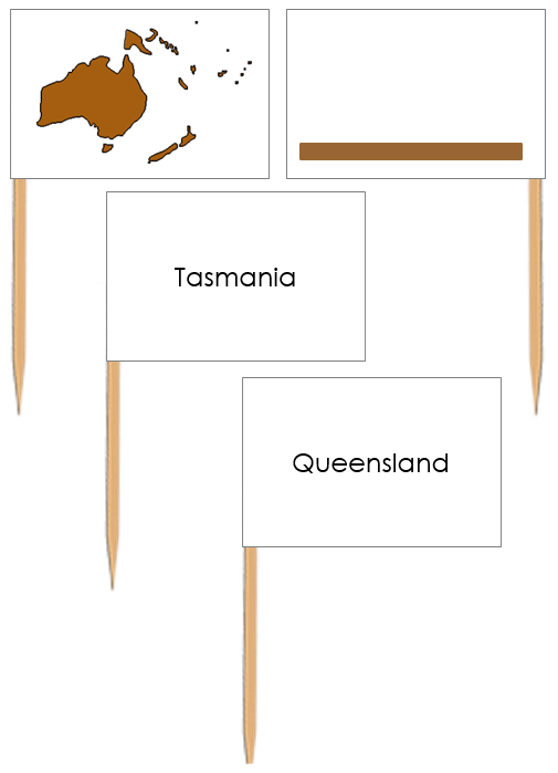 Australia Map Labels (Pin Flags) - Montessori Print Shop