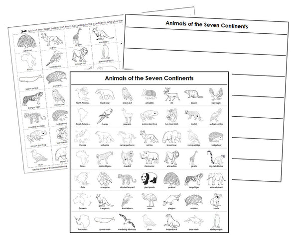 Animals of the Continents Sorting (Blackline Masters) - Montessori ...