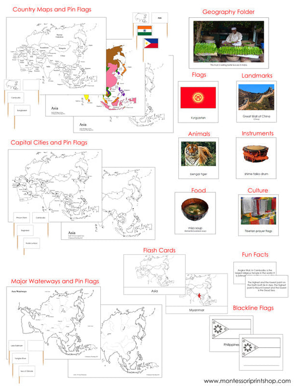Asia Deluxe Continent Bundle - Montessori Print Shop Digital Download