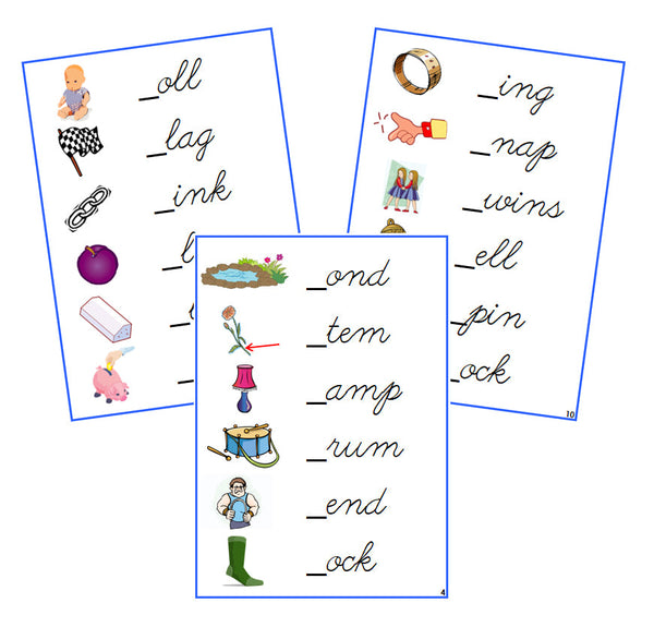 Blue Initial Sound Cards (cursive) - Montessori Print Shop Digital Download