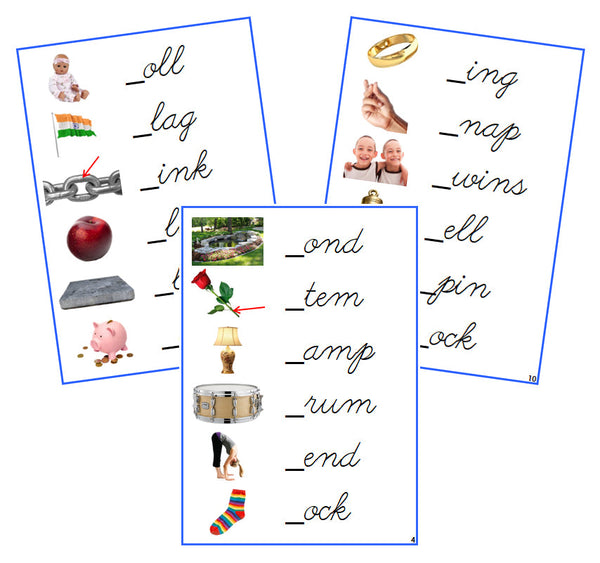 Blue Initial Sound Cards (photos) CURSIVE - Montessori Print Shop
