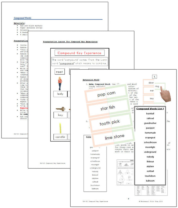 Elementary Montessori Compound Words Key Experience - Montessori Print Shop