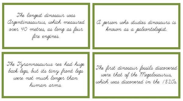 Dinosaur Fun Facts (color borders) Cursive - Montessori Digital ...