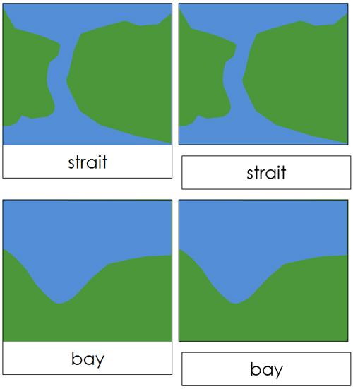 Land & Water Form Cards (b/g) - Montessori Print Shop