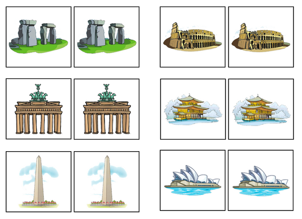 Landmark Match-Up & Memory Game - Montessori Print Shop