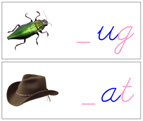 Montessori Moveable Alphabet Initial Sound Cards (wood-cursive) - Pink ...