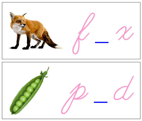 Montessori Moveable Alphabet Vowel Sound Cards (wood-cursive) - Pink ...