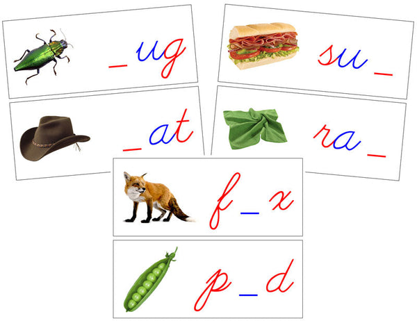 Wooden Cursive Moveable Alphabet Sound Cards Bundle red/blue ...