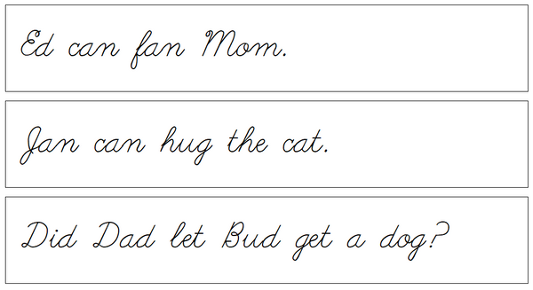 Phonetic Sentences - Level 1 (cursive) - Montessori Digital Download ...