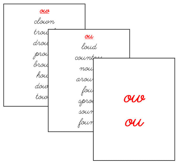 Phonogram Families (Step 3) CURSIVE - Montessori Print Shop