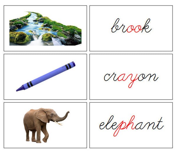 Phonogram Words & Picture Cards Set 2 (Step 3) CURSIVE - Montessori ...