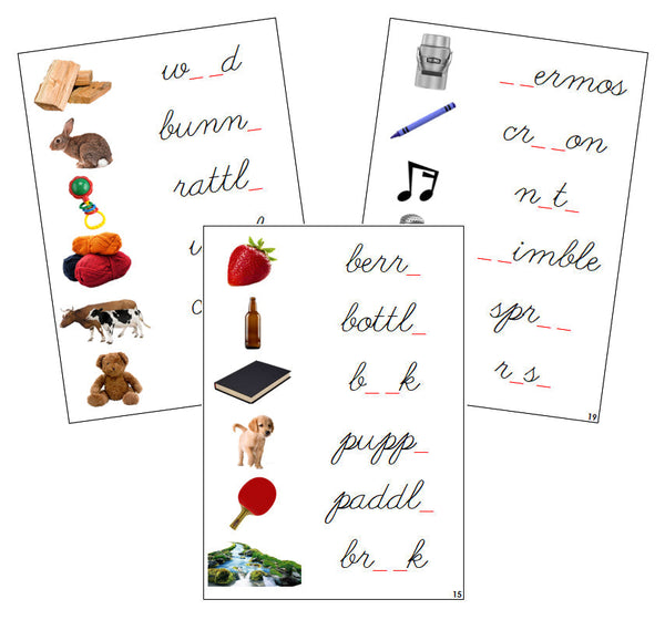 Phonogram Sound Cards Set 2 Step 3 (photos) CURSIVE - Montessori Print Shop