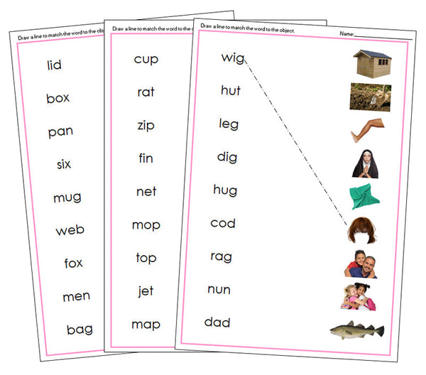 Pink Word & Picture Match (photo) - Montessori Print Shop