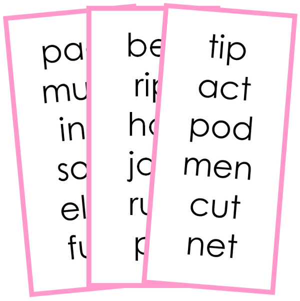 Pink Word Lists - Montessori Print Shop