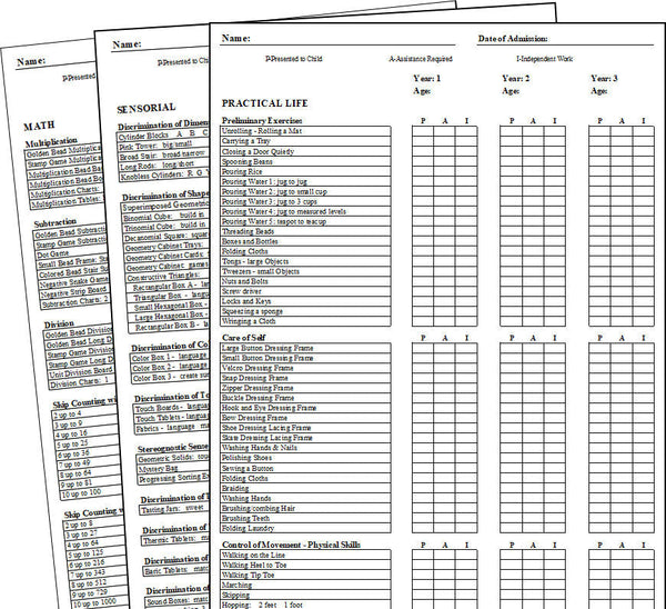 Primary Montessori Record-Keeping - Montessori Print Shop