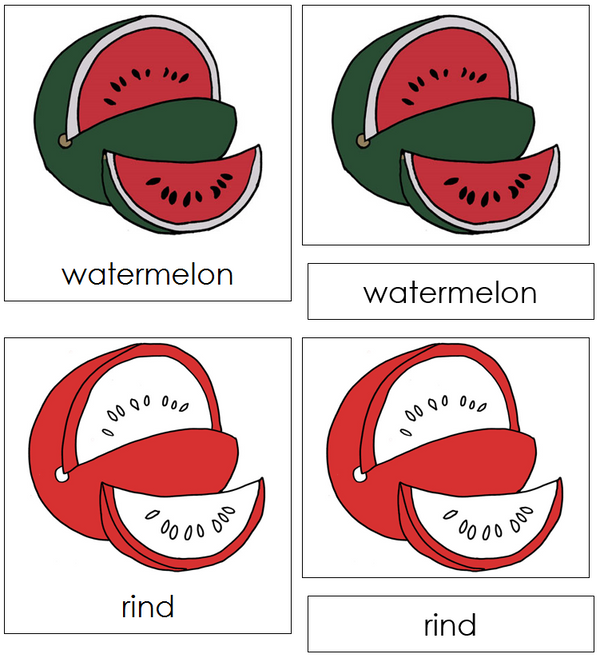 Watermelon Nomenclature Cards (red) - Montessori Print Shop