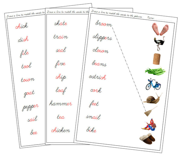Phonogram Word & Picture Match Set 1 Step 3 (photos) CURSIVE ...