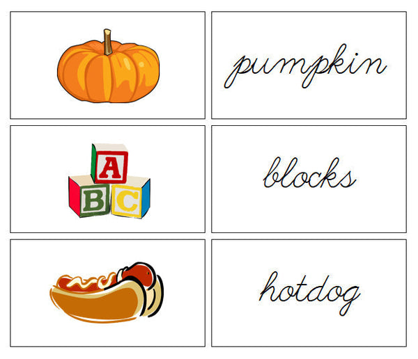 Word & Picture Cards (Step 2) CURSIVE - Montessori Print Shop