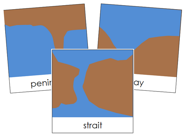 Land & Water Form Cards (b/b) - Montessori Print Shop