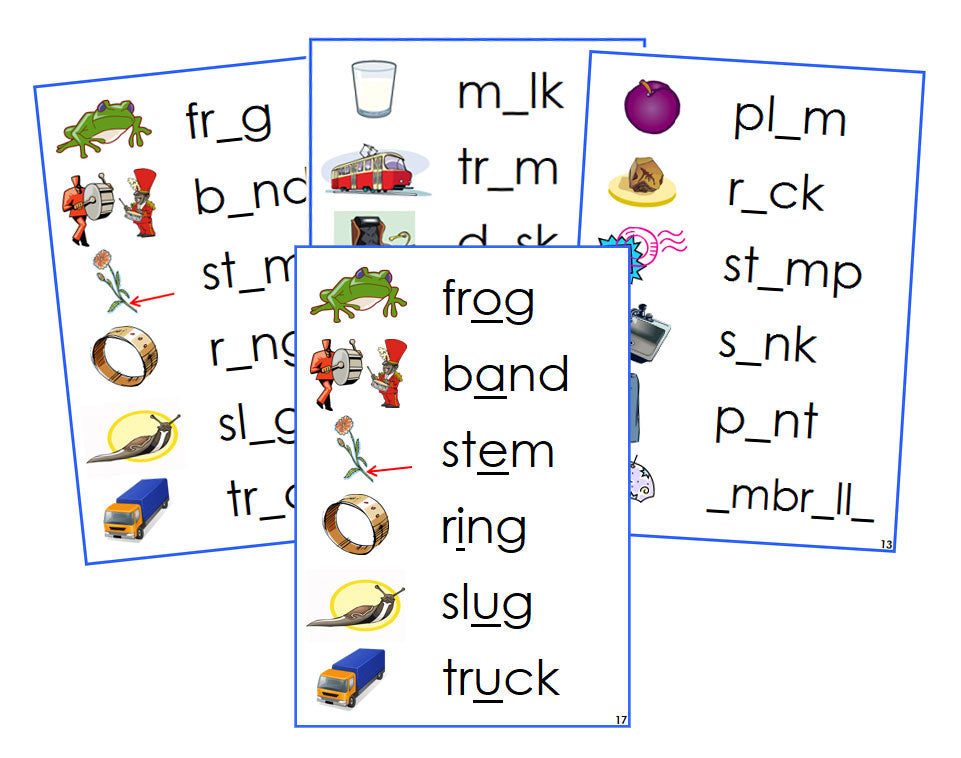 Blue Vowel Sound Cards - Montessori Print Shop