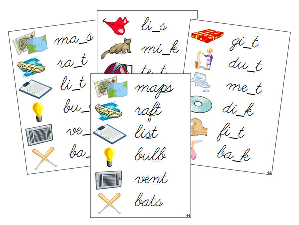 Step 2: CVCC Missing Consonant Cards (cursive) - Montessori Print Shop ...