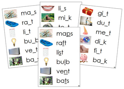 Step 2: CVCC Missing Consonant Cards (photos) - Montessori Print Shop