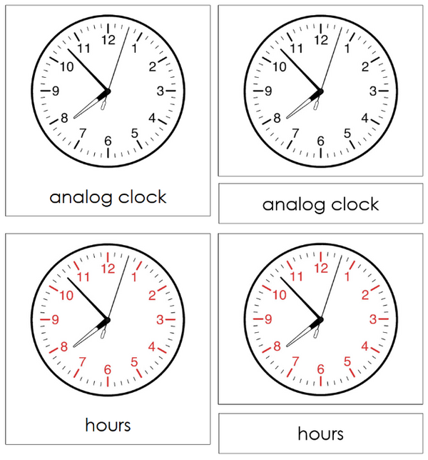 Parts of a Clock Nomenclature Cards (red) - Montessori Print Shop ...