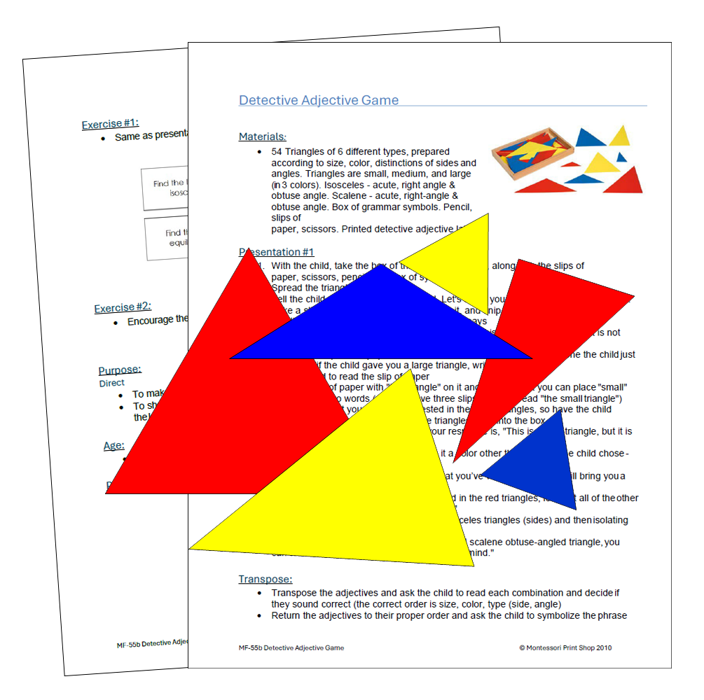 Montessori Detective Adjective Game Triangles - Montessori Digital ...