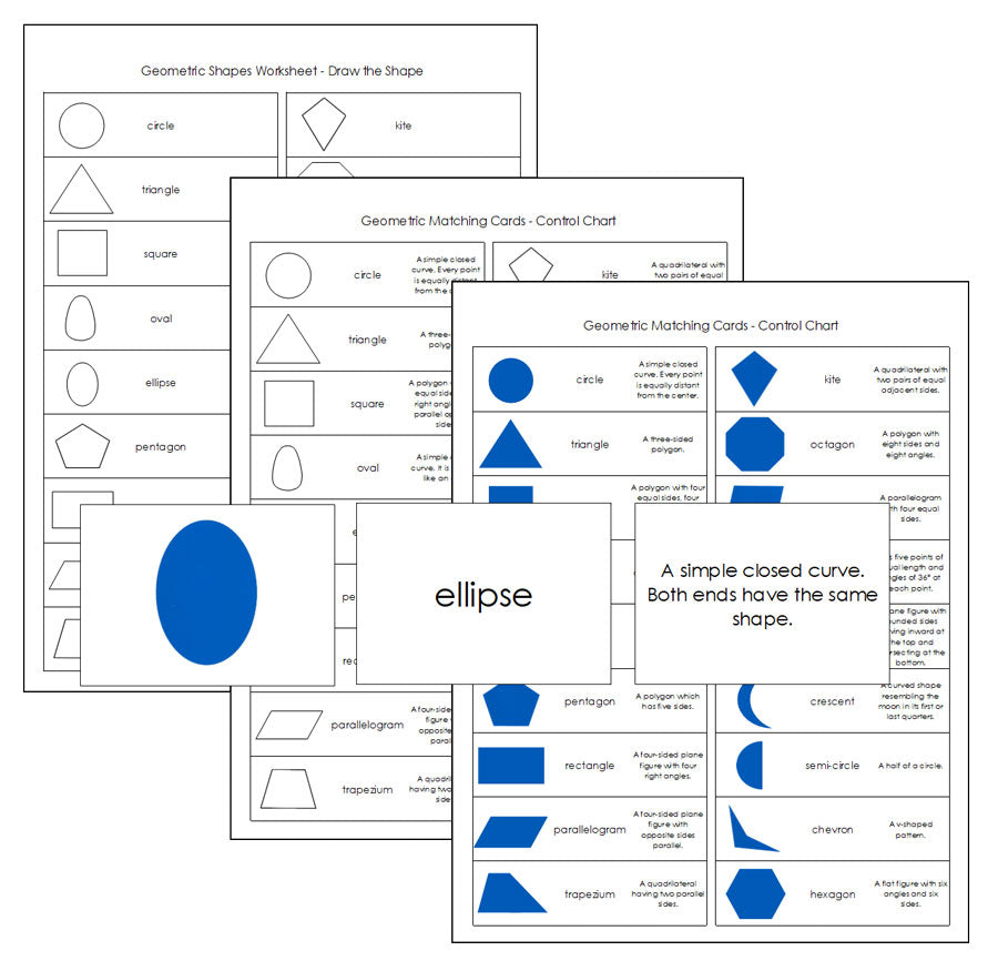 Geometric Shapes Matching Cards - Montessori Print Shop Digital Download