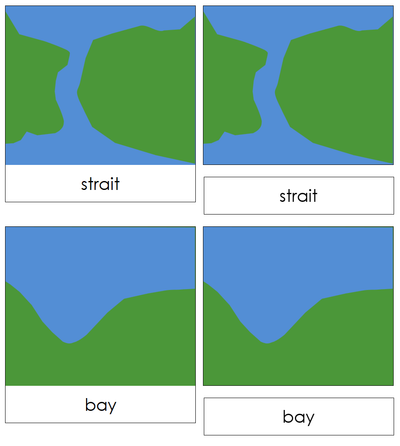 Land & Water Form Cards (b/g) by Montessori Print Shop
