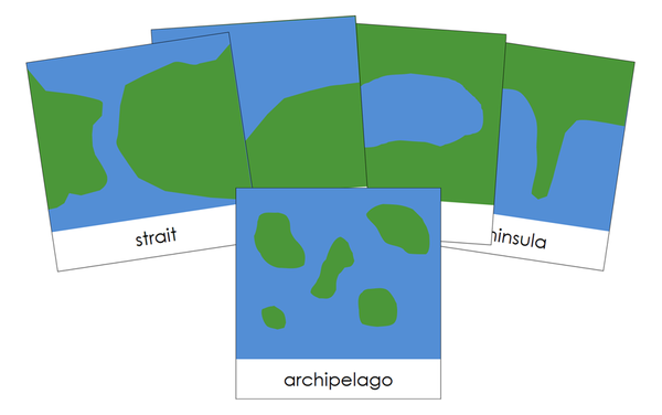 Land & Water Form Cards (b/g) by Montessori Print Shop