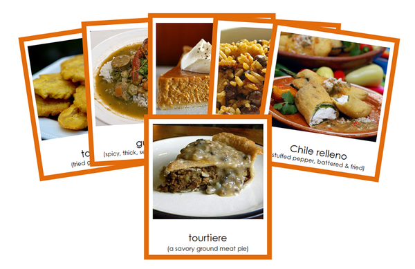 North American Food (color-coded) - Montessori Print Shop Digital Download