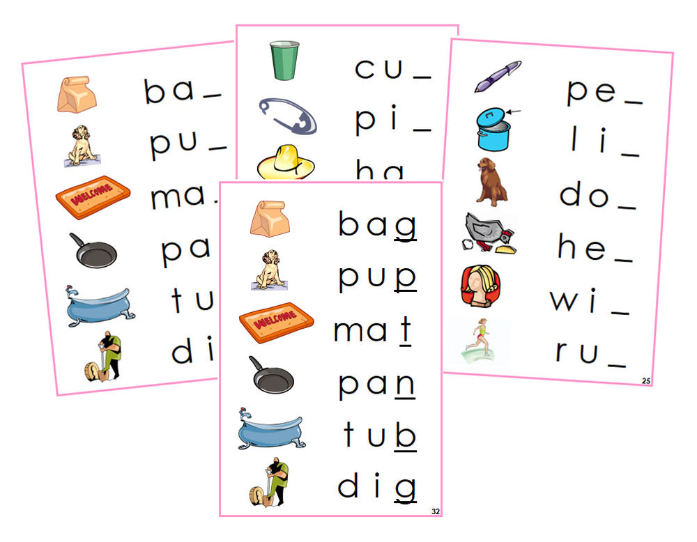 Printable Montessori Phonetic Pink Language Series - Montessori Print Shop