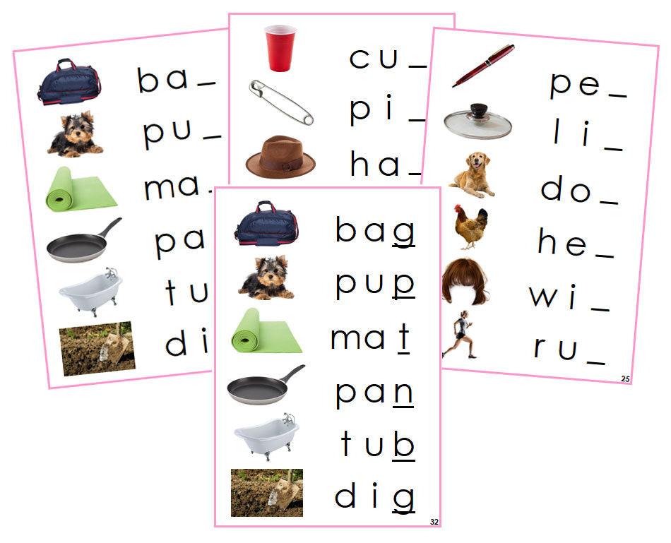 Printable Montessori Phonetic Pink Language Series - Montessori Print Shop