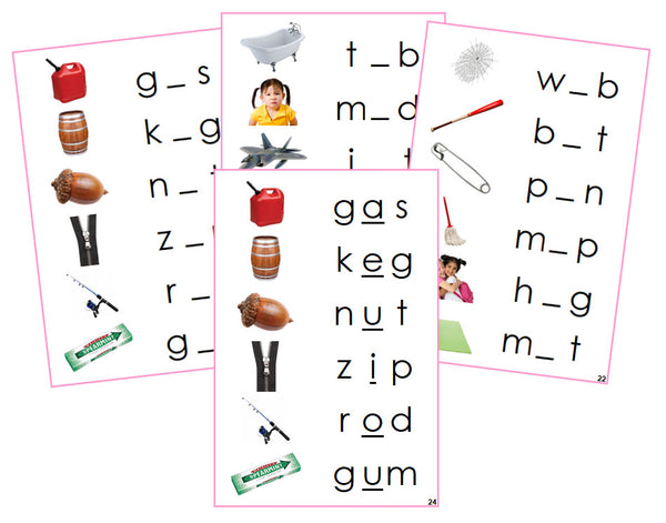 Pink Vowel Sound Cards - Montessori Digital Download - Montessori Print ...