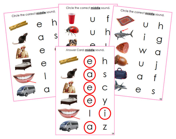 Pink Vowel Sound Choice Cards (photos) - Montessori Print Shop Digital ...