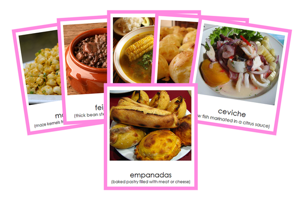 World Foods Bundle (color borders) - Montessori Print Shop Digital Download