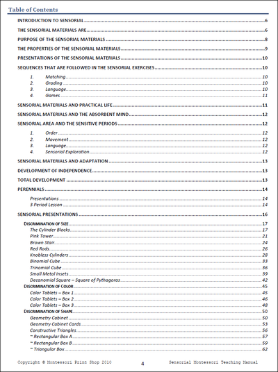 Primary Montessori Sensorial Teaching Manual - Montessori Print Shop